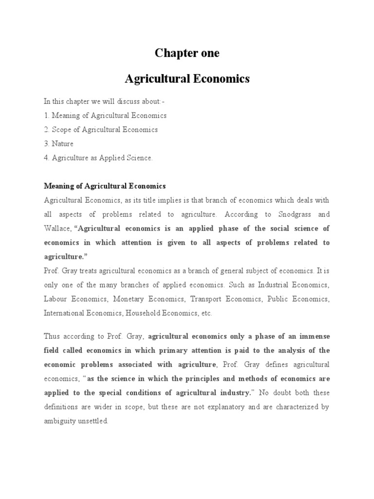 Chapter One Agricultural Economics | PDF | Agricultural Economics ...