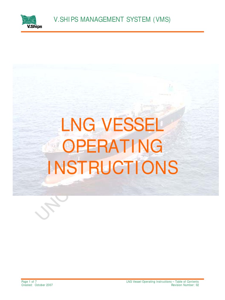 LNG Vessel Operating Instructions | PDF | Liquefied Natural Gas | Gases