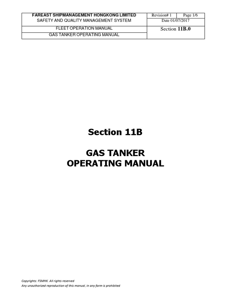 Section 11B Gas Tanker Operating Manual | PDF | Gases | Chemistry