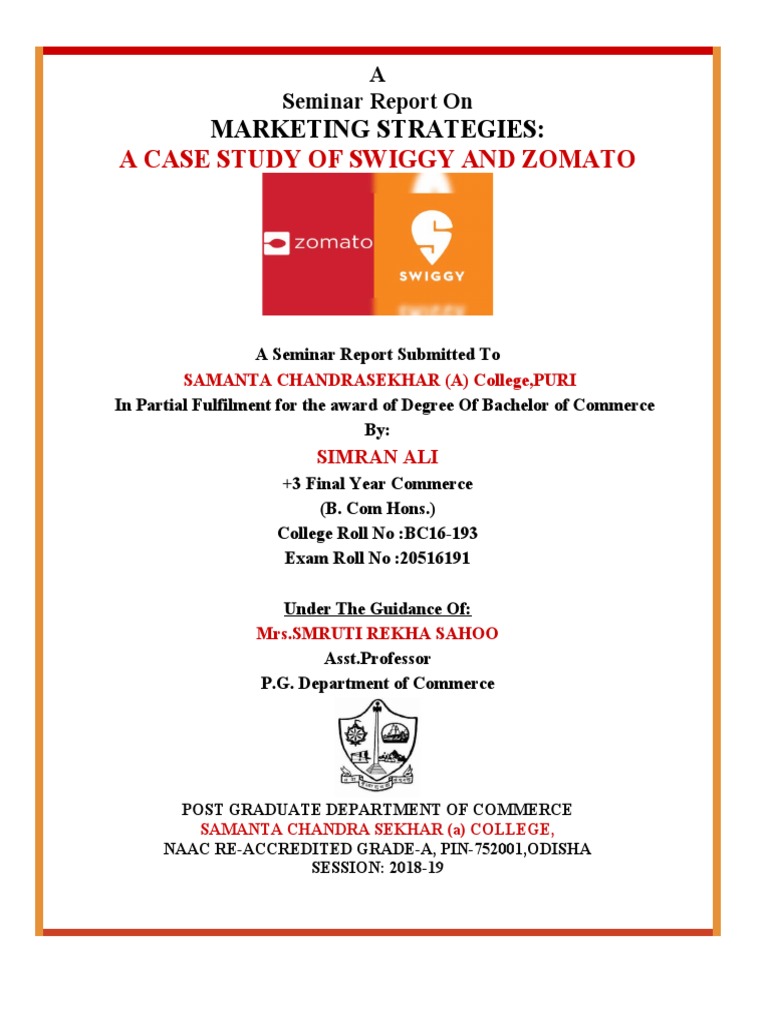 A Case Study of Swiggy and Zomato: Marketing Strategies | PDF | Fast Food | Marketing