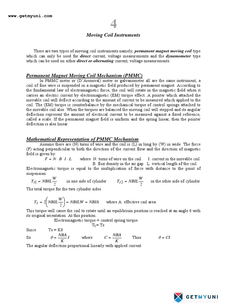 Moving Coil Instruments: L I B N F | PDF | Inductor | Torque