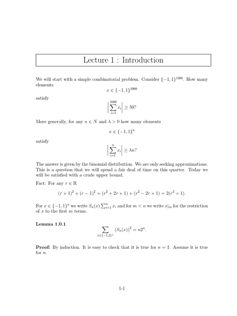 Week 1 Notes | PDF | Measure (Mathematics) | Set (Mathematics)