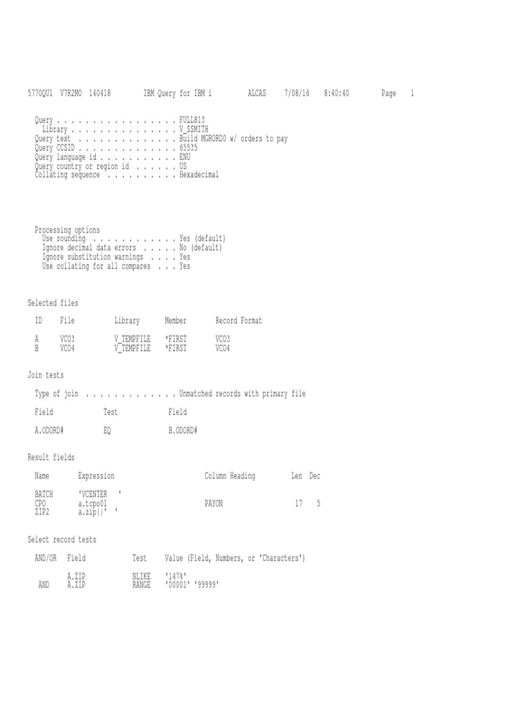 WRKQRY Query Definition | PDF | Databases | Information Technology ...