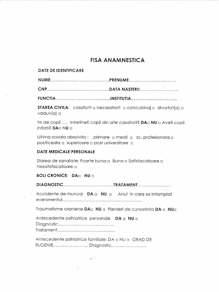 3 Fisa Anamnestica | PDF