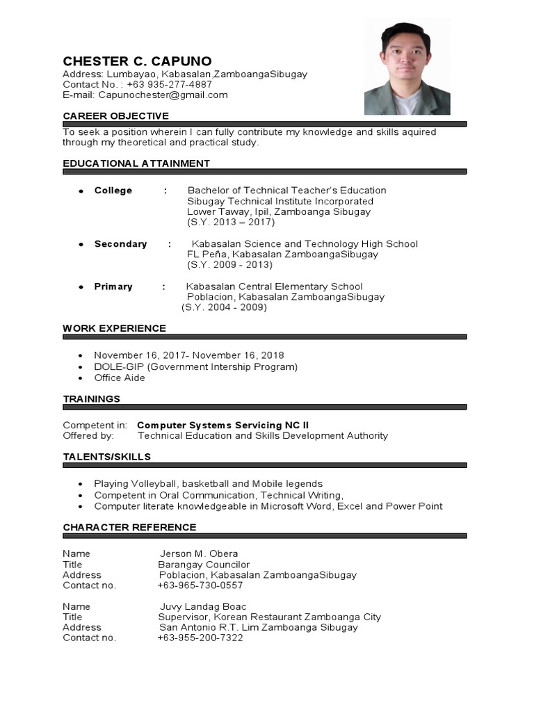 Chester C. Capuno: Career Objective | PDF