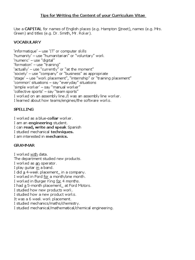 5 - Curriculum Vitae Corrections | PDF