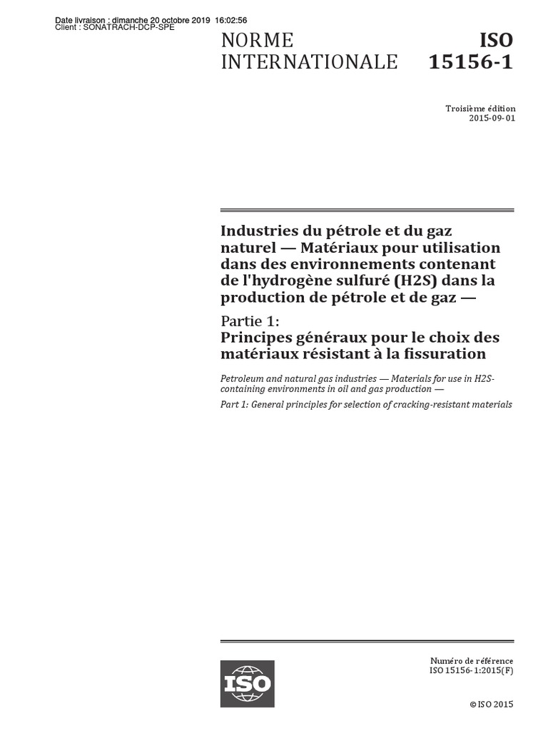 Iso 15156-1 - 2015 | PDF | Forage | Acier