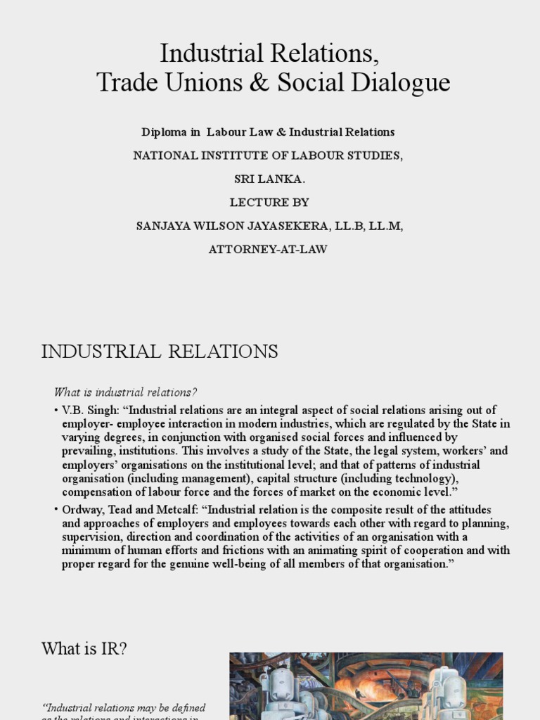 Industrial Relations, Trade Unions and Social Dialogue | PDF ...