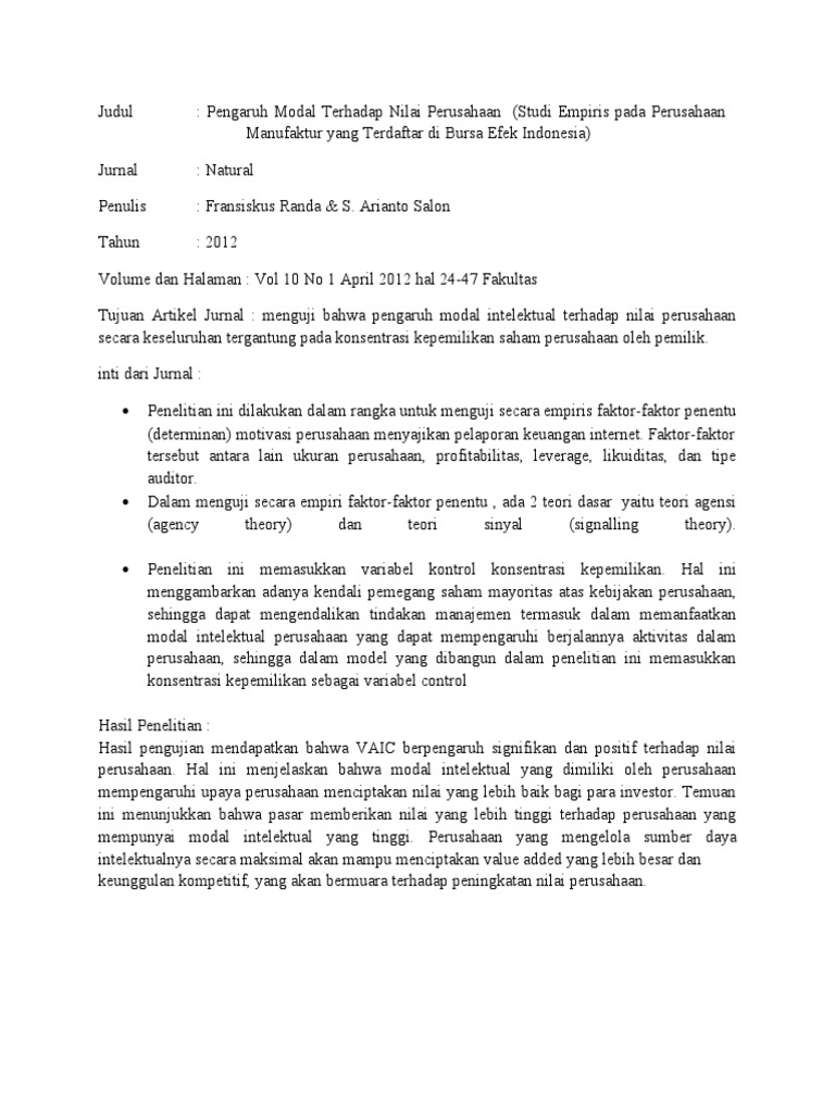 Modal Intelektual | PDF | Bisnis