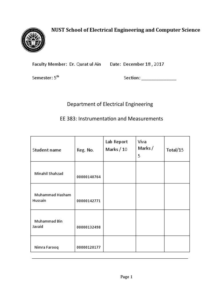 NUST Electrical Engineering Lab Report on Introduction to LabVIEW | PDF ...