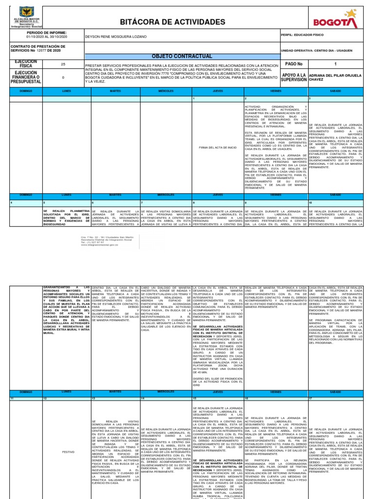 Firma bitácora informe mensual. - firmado | PDF | Science | Ciencia y Tecnología