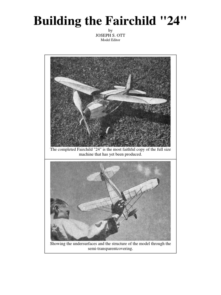 1932 Fairchild 24 Aircraft Model Plans | PDF