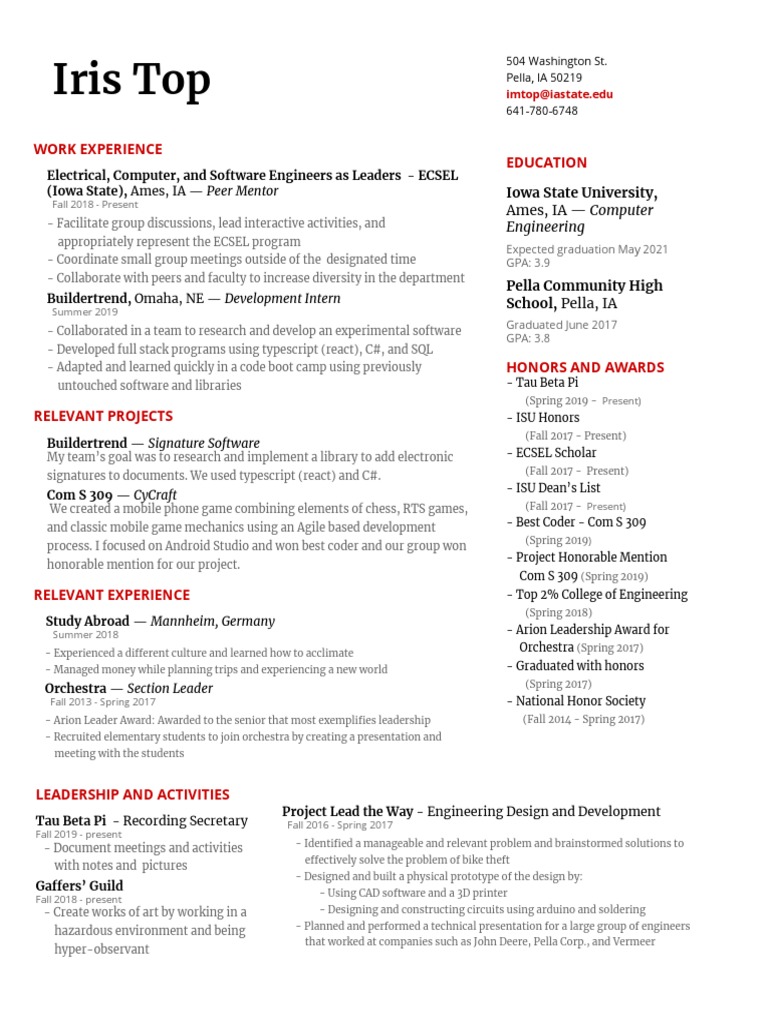 Iris Top Resume | PDF | Software | Learning