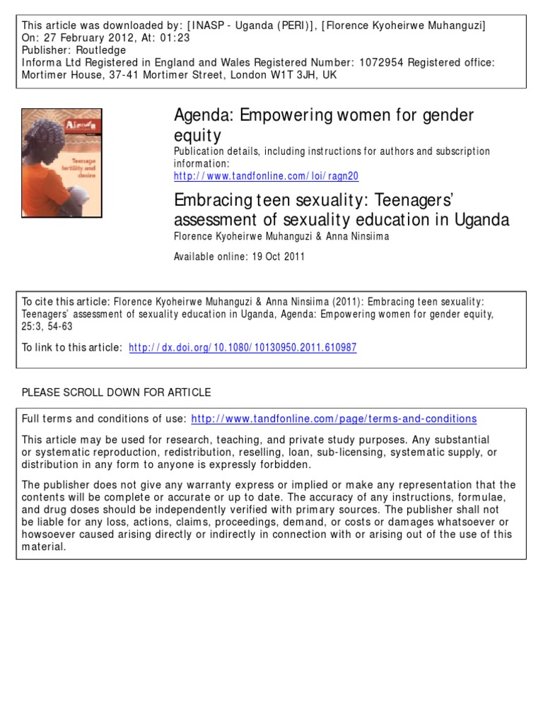Agenda: Empowering Women For Gender Equity | PDF | Sex Education ...