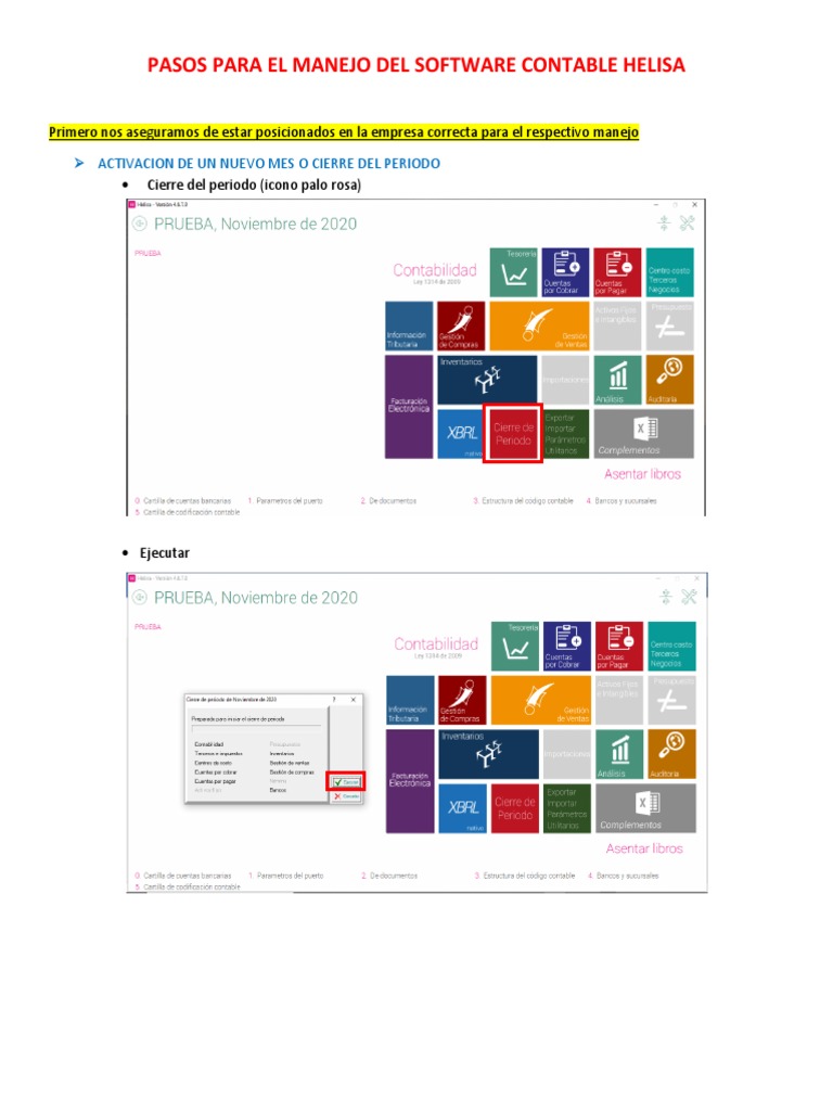 Pasos para El Manejo Del Software Contable Helisa | PDF | Contabilidad ...