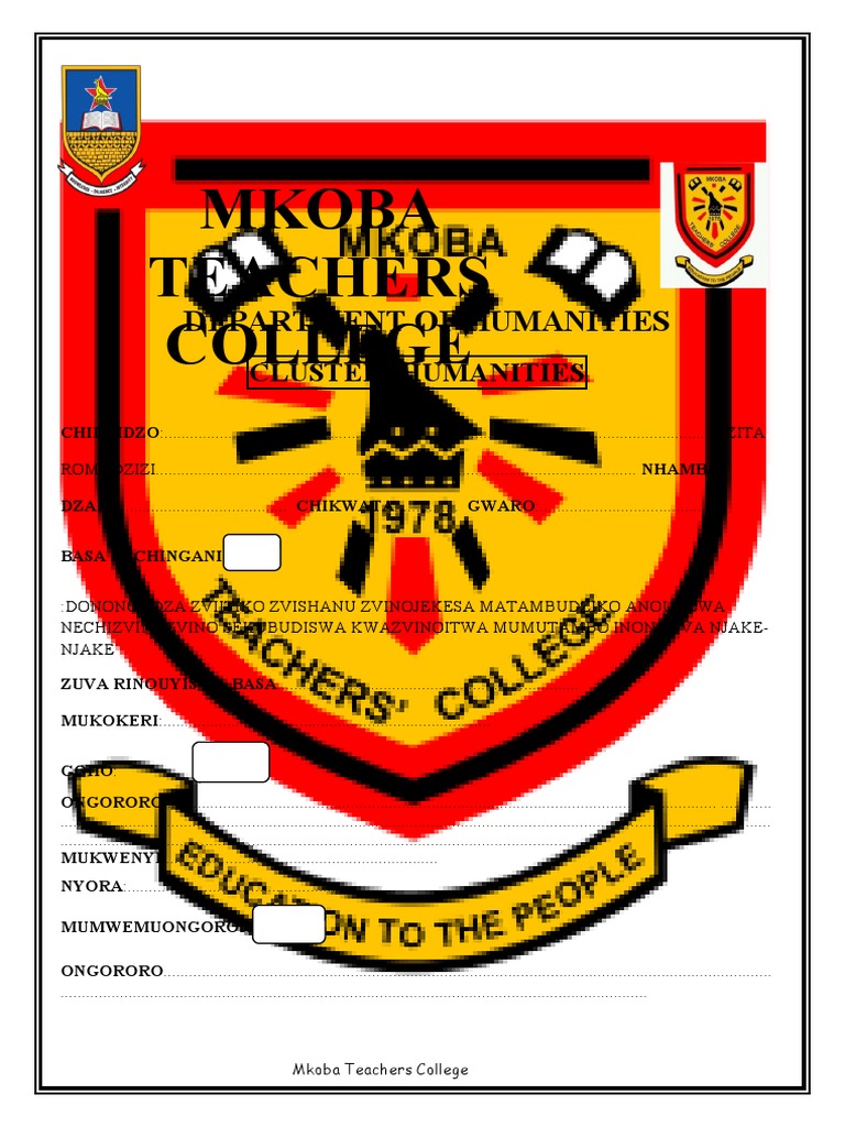 Mkoba Teachers College: Department of Humanities | PDF