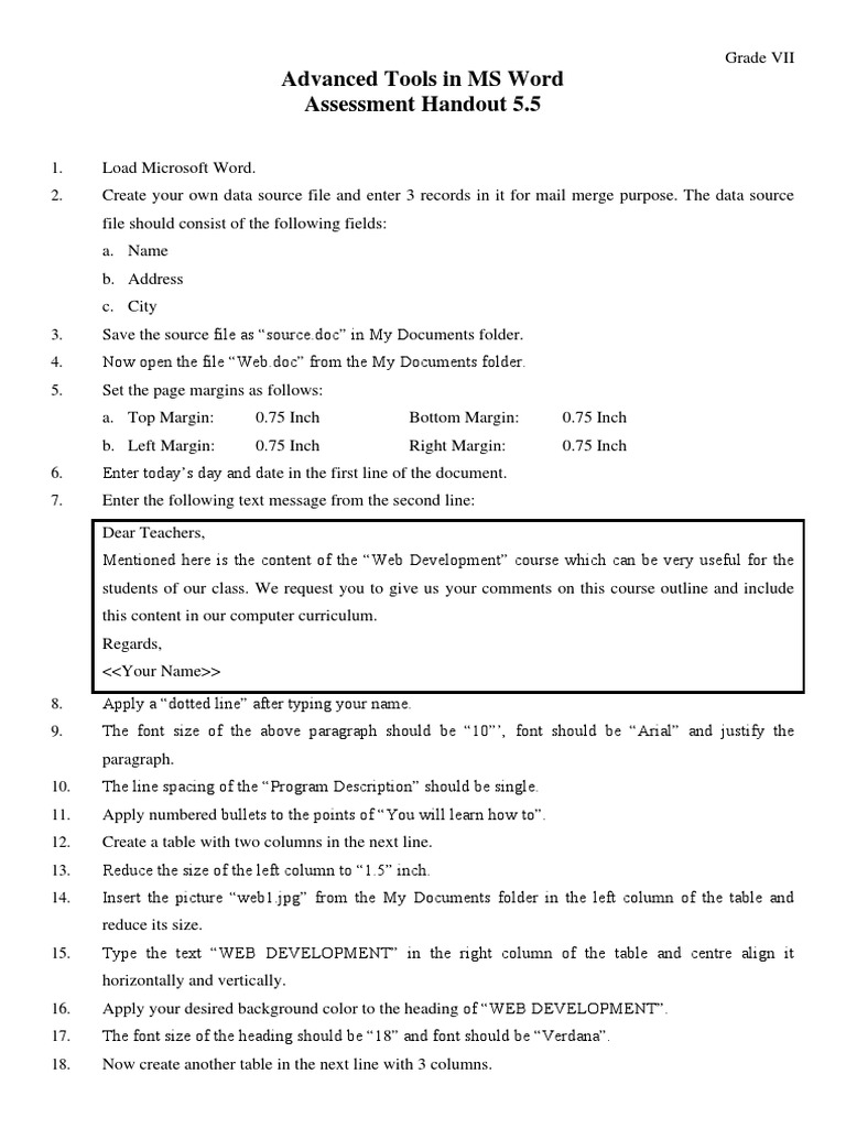 Assessment Handout 5.5 PDF | PDF | Computer File | Microsoft Word