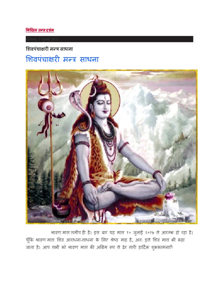 Guru Nikhil Shiva Panchas Tantra Sadhana Vidhi | PDF