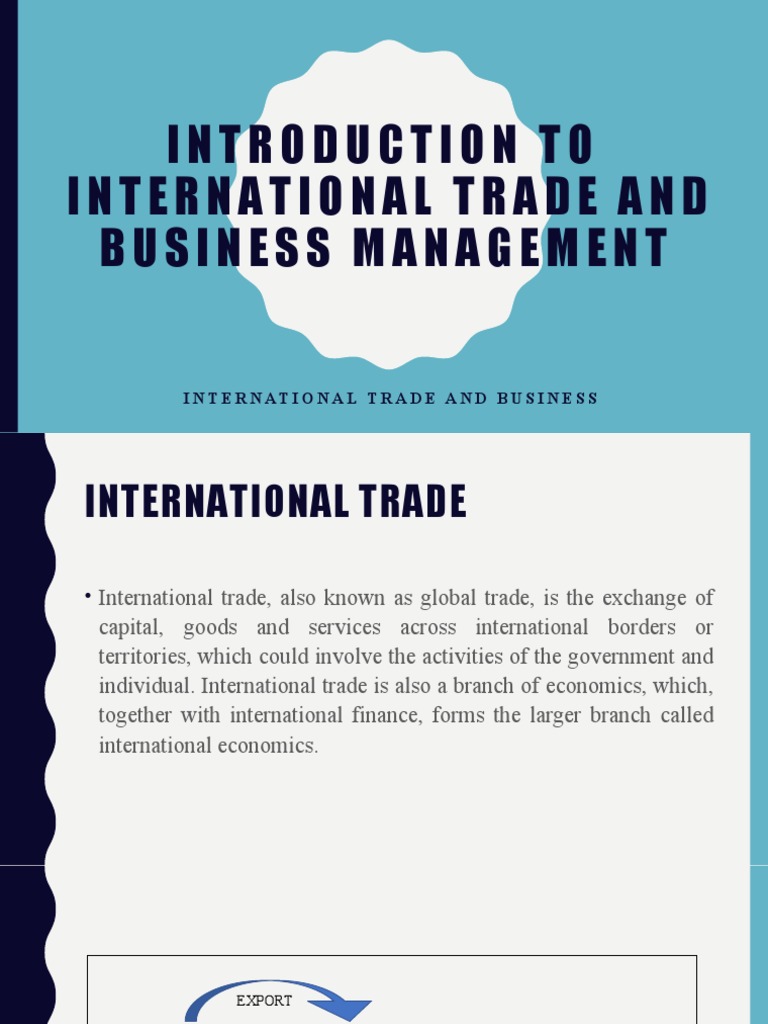 Chapter 1 - Introduction To International Trade and Business Management ...