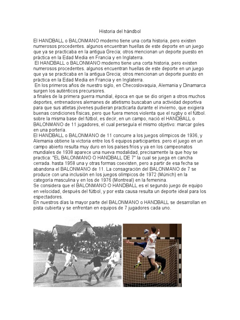 Historia Del Hándbol | PDF