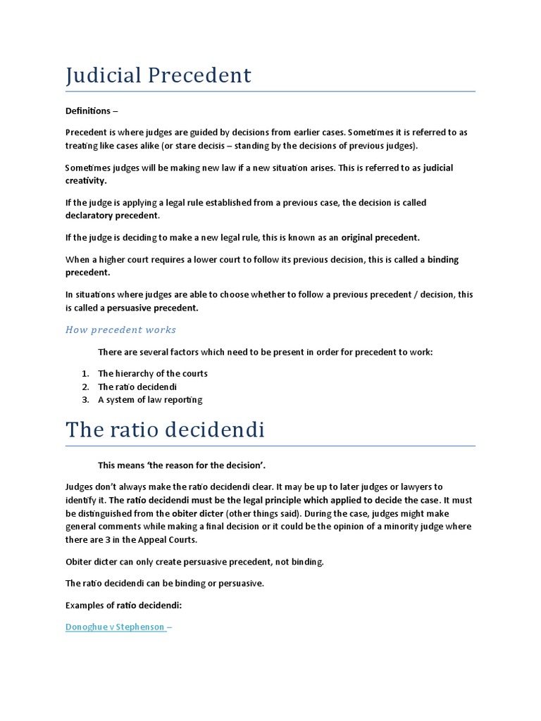 Judicial Precedent 1 | PDF | Precedent | Ethical Principles