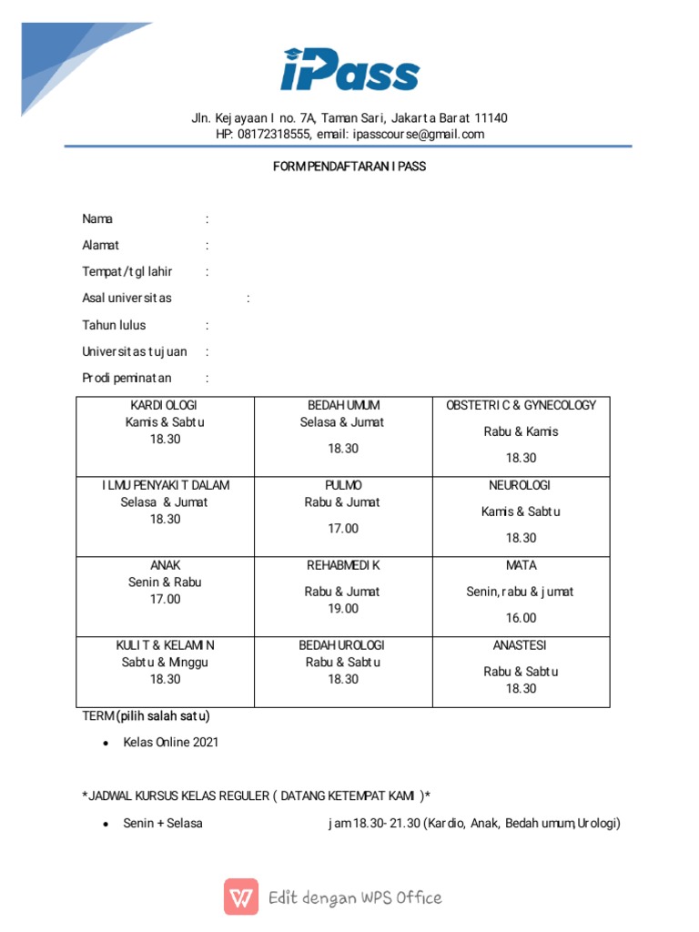 Formulir Ipass | PDF