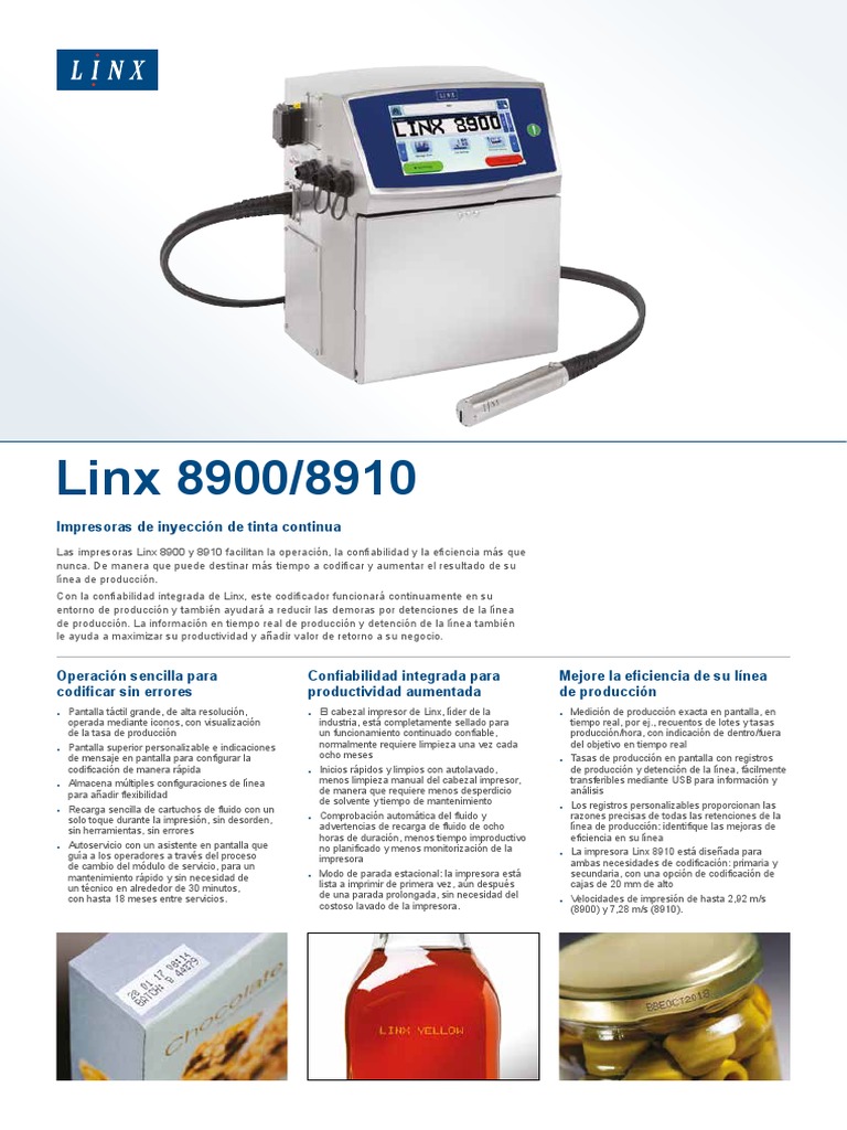 Linx 8900 8910 Datasheet - Es - Low | PDF | Impresora (Computación) | USB