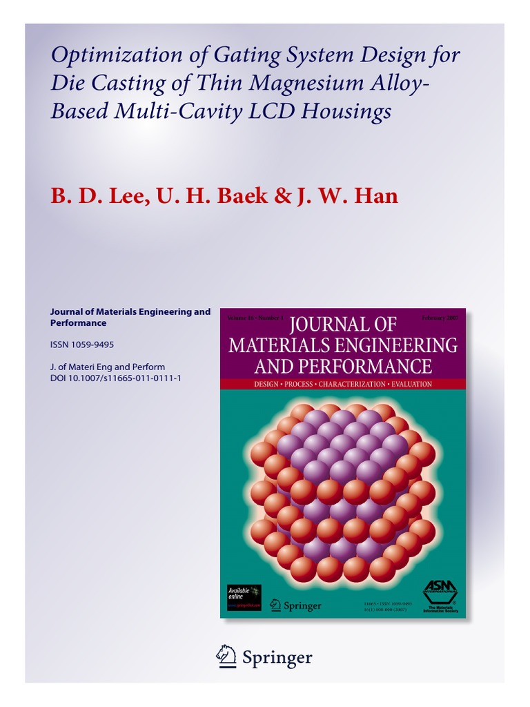 Optimization of Gating System Design For Diecasting of Thin Magnesium Alloy Based LCD Housings ...