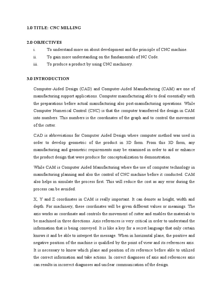 Lab Report On Cnc Machine Pdf Numerical Control Economic Sectors