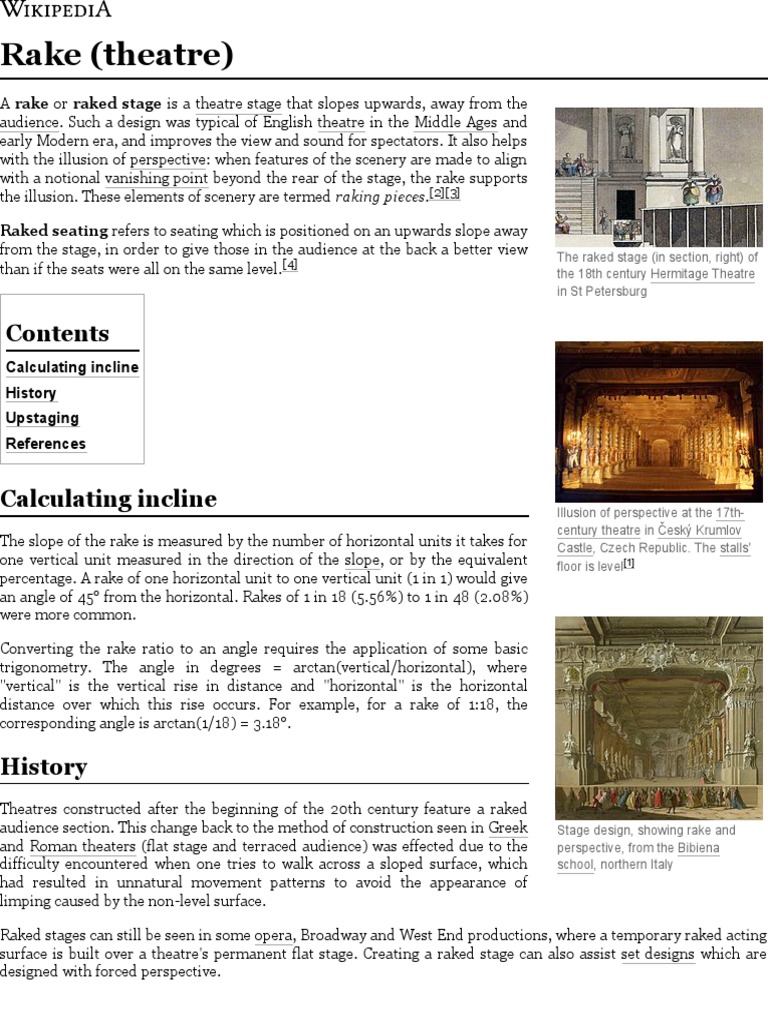 Rake (Theatre) - Wikipedia | PDF | Performing Arts | Theatre