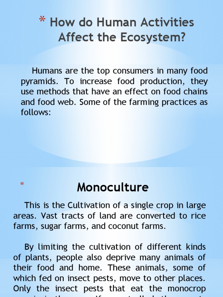 How Do Human Activities Affects The Ecosystem | PDF | Fertilizer ...