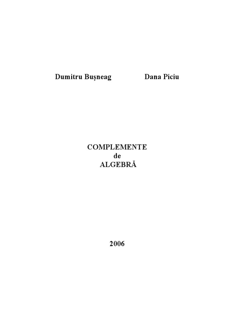 Complemente de Algebra PDF | PDF