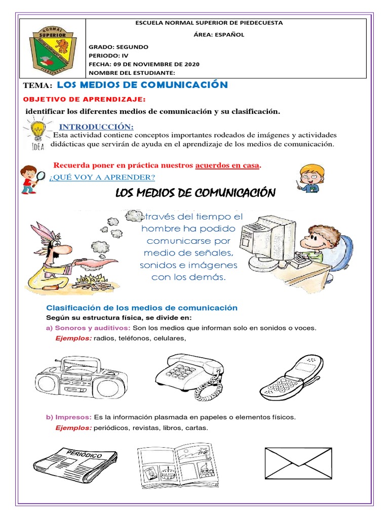 Actividades sobre Medios de Comunicación | PDF | Medios de comunicación ...