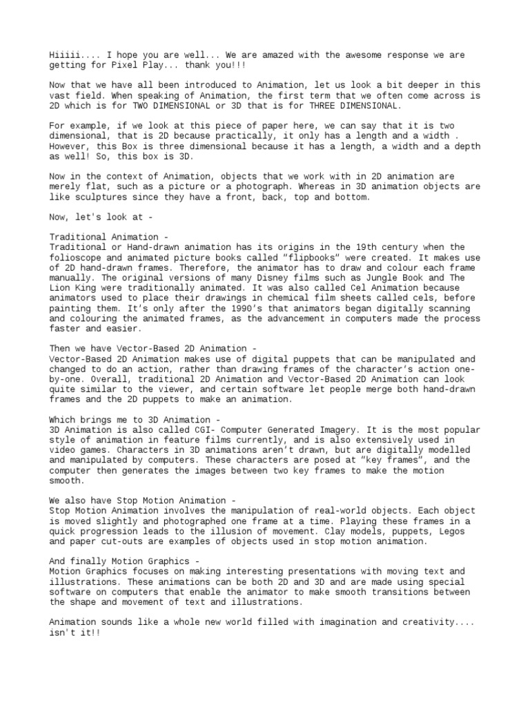 TOA Script | PDF | Animation | Computer Generated Imagery