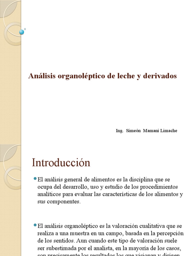 Análisis Organoléptico de Leche y Derivados | PDF | Sabor | Leche