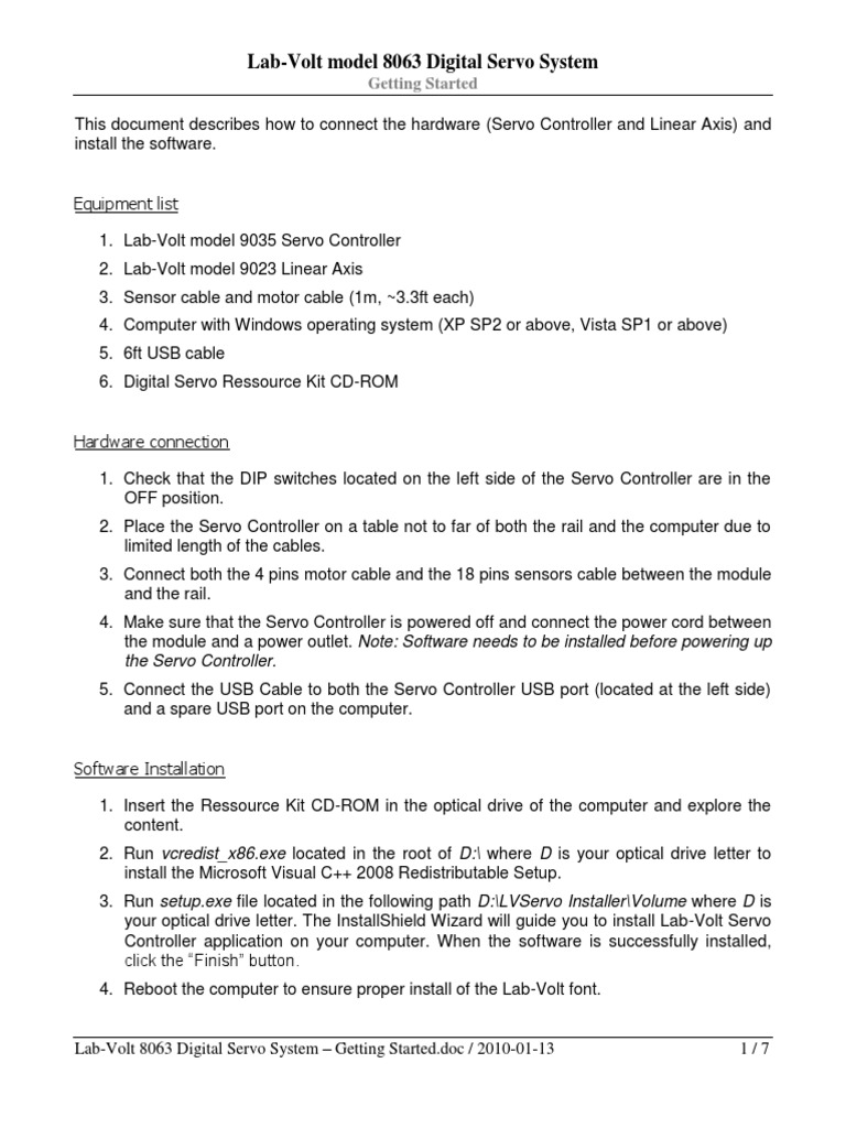 Lab-Volt 8063 Digital Servo System - Getting Started PDF | PDF | Device ...