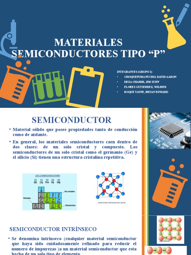 Materiales Semiconductores Tipo P - Grupo 1 | PDF | Semiconductores | Dopaje (semiconductor)