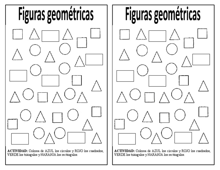 Figuras Geometricas... Colorea de AZUL Los Círculos y ROJO Los ...