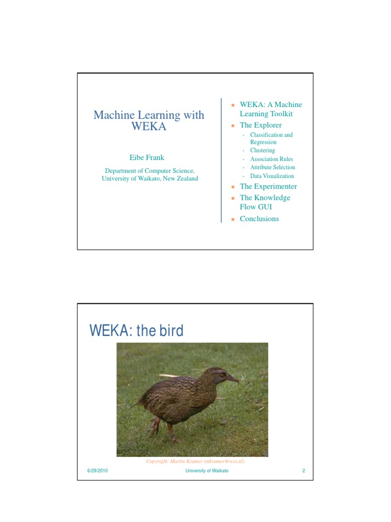 WEKA: The Bird: Machine Learning With Weka | PDF | Graphical User ...