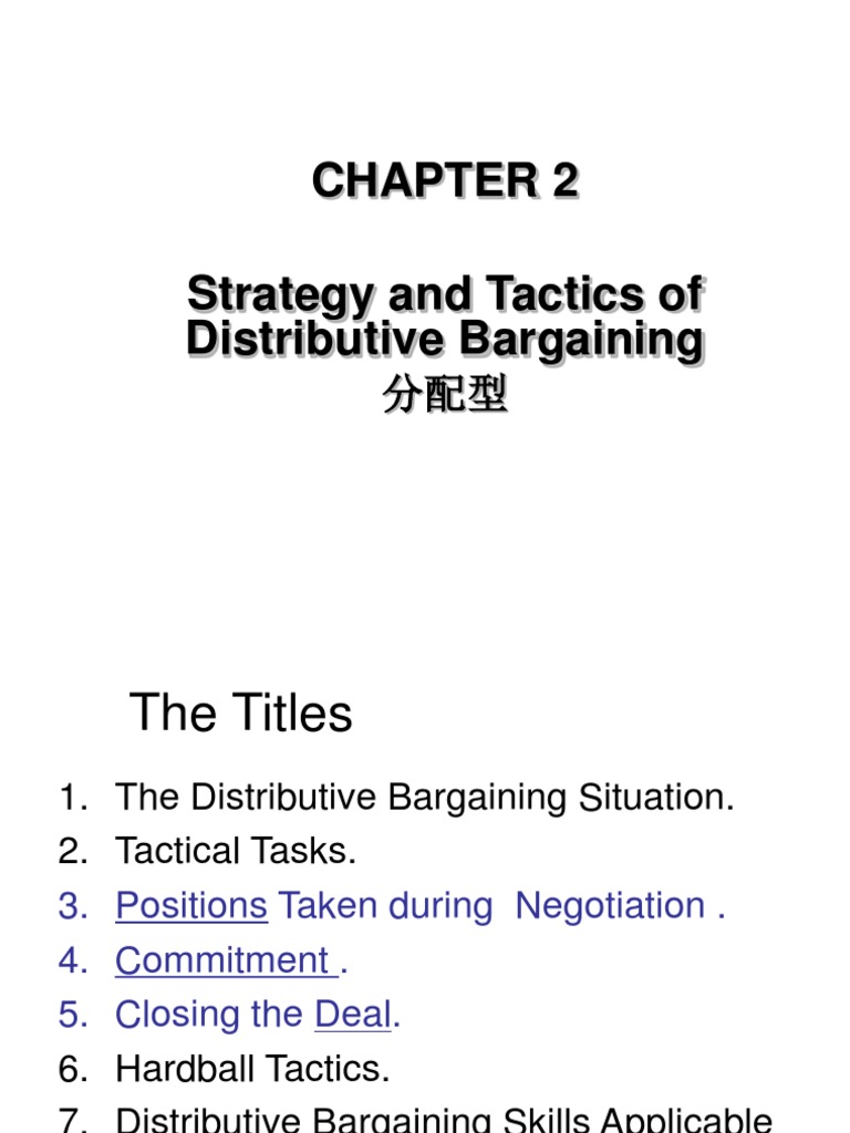 Strategy and Tactics of Distributive Bargaining | PDF | Bargaining ...