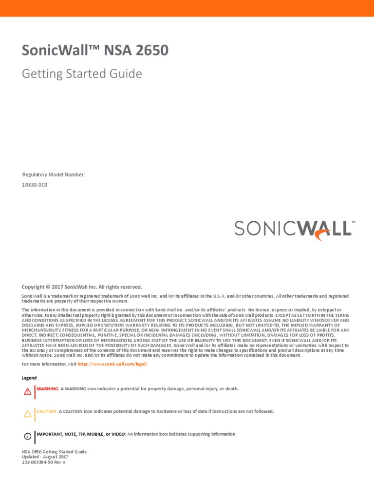 Sonicwall™ Nsa 2650: Getting Started Guide | PDF | Ip Address | Virtual ...