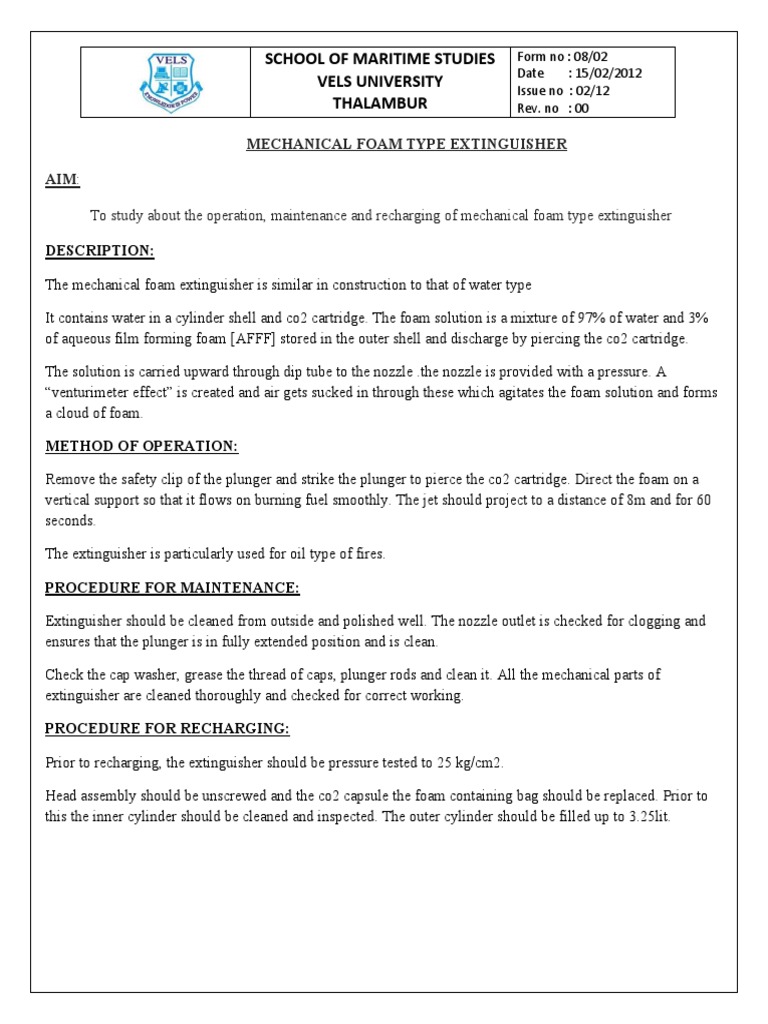 Mechanical Foam Extinguisher Guide | PDF | Energy And Resource | Nature