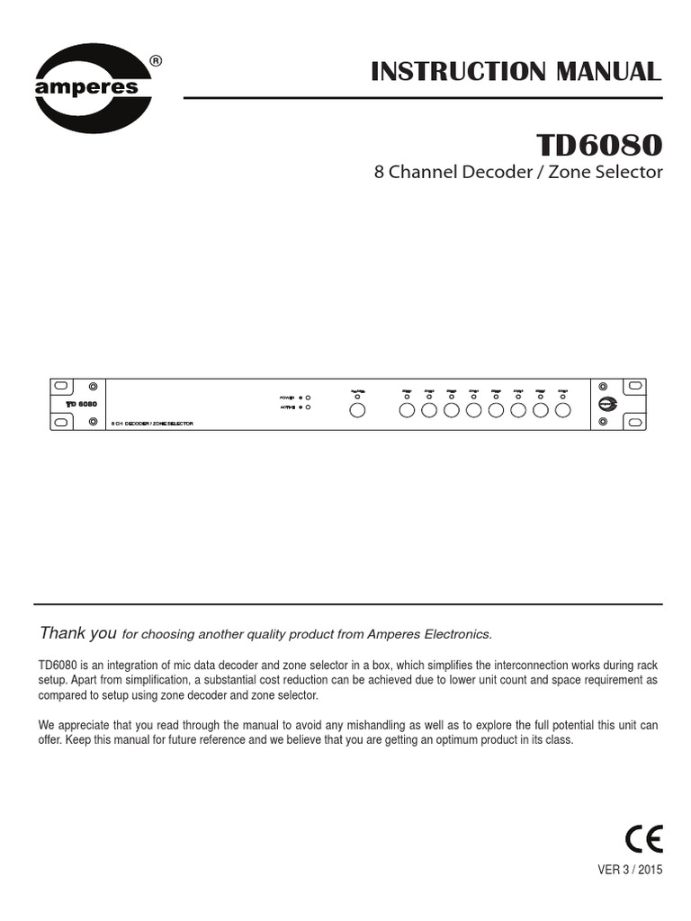 8 Channel Decoder & Zone Selector PDF | Download Free PDF | Microphone ...