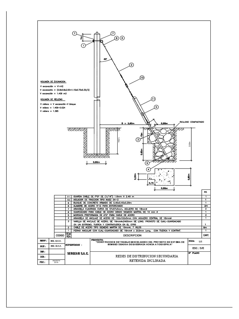 Retenida Tipo Simple de Poste PDF | PDF