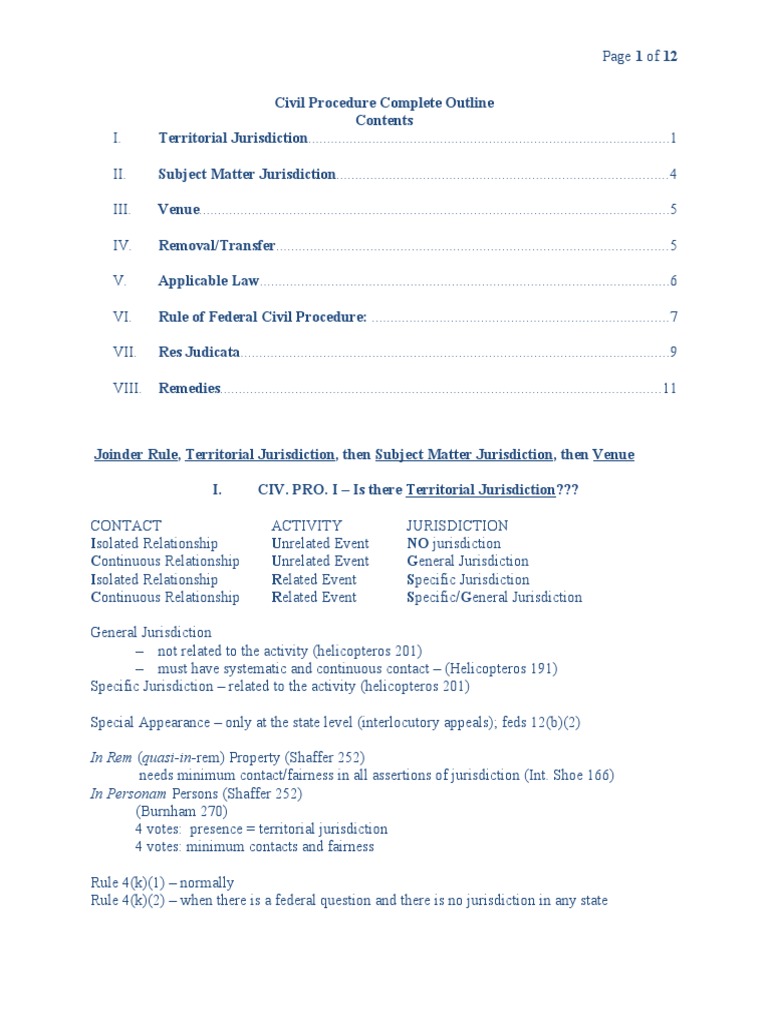 Civil Procedure II Outline | PDF | Damages | Legal Procedure