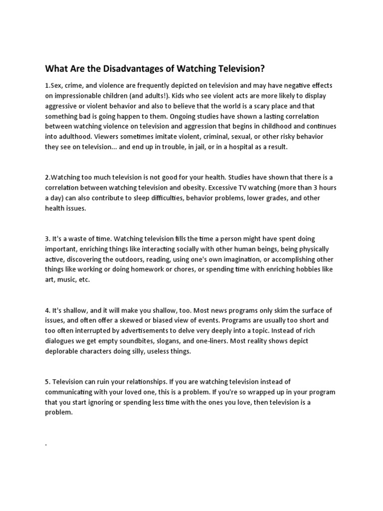 What Are The Disadvantages of Watching Television? | PDF