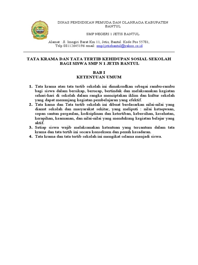 Tata Krama Dan Tata Tertib Kehidupan Sosial Sekolah | PDF