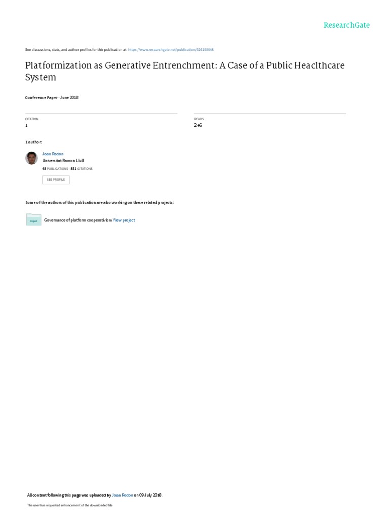Platformization As Generative Entrenchment: A Case of A Public ...