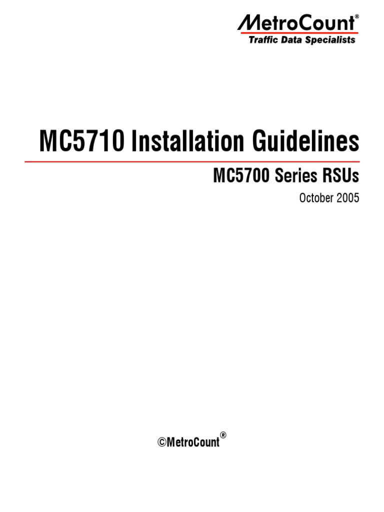 MetroCount MC5710 Installation Guidelines | PDF | Amplitude | Road