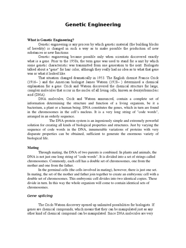 Genetic Engineering Overview | PDF | Gene Therapy | Genetic Disorder